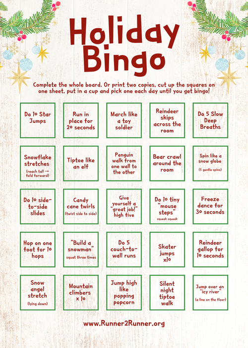 Free Holiday Movement Activities for Kids | Printable Bingo, Elf ...