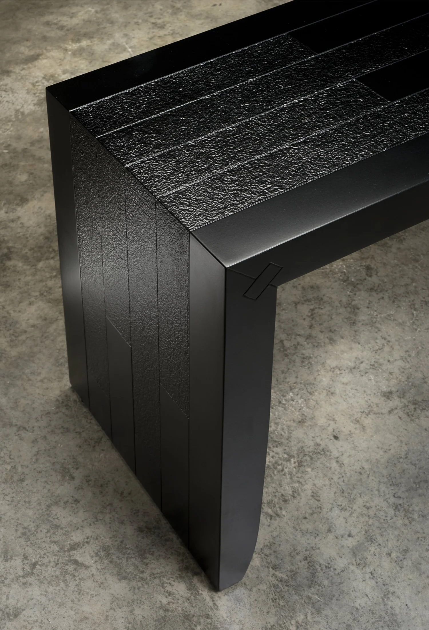 Handmade Black Tiled Wood Bench – Glossy Finish for Modern Spaces ...