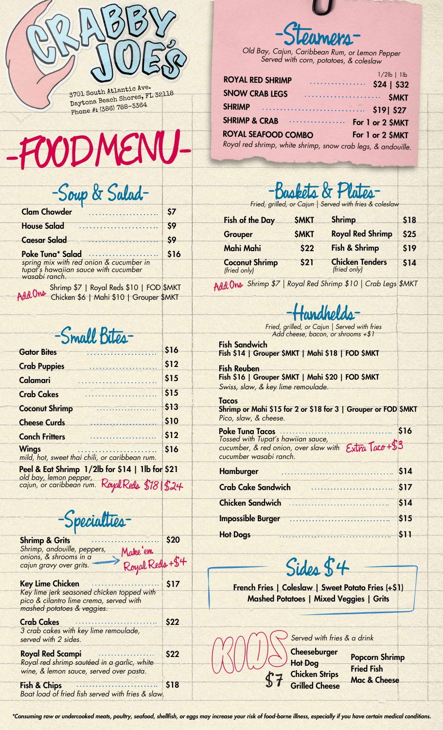 Menu — Crabby Joe's