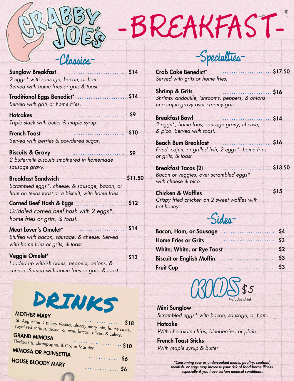 Menu — Crabby Joe's