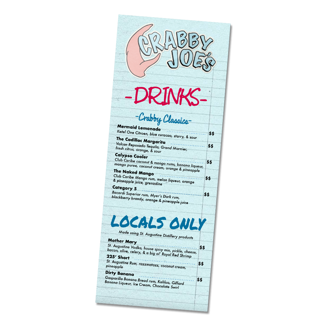 Menu — Crabby Joe's