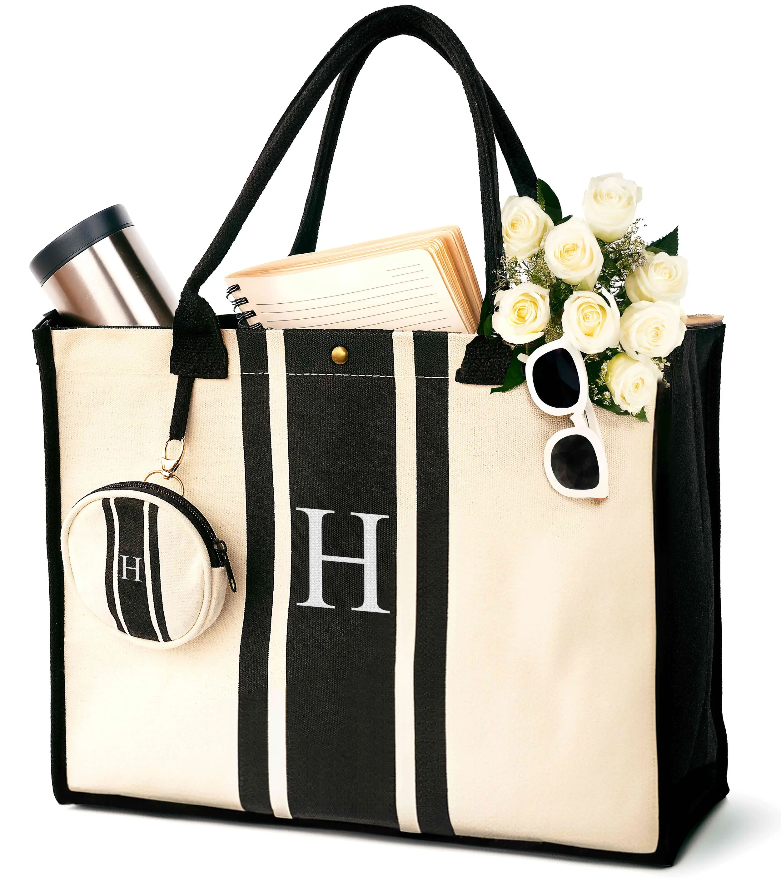 Monogram Embroidered Initial Tote Bags for Women | Leafico