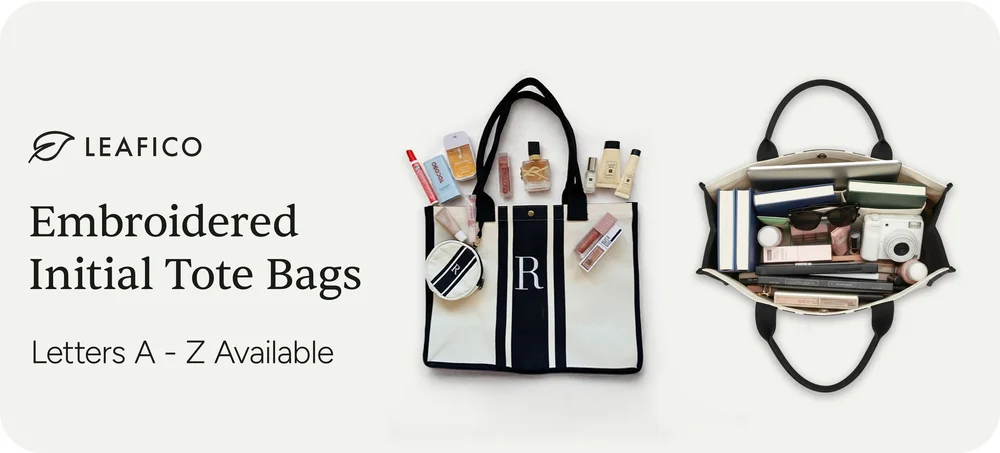 Monogram Embroidered Initial Tote Bags for Women | Leafico