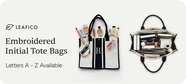 Monogram Embroidered Initial Tote Bags for Women | Leafico