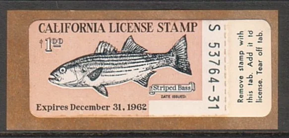 1962 California Fishing Stamp - Striped Bass