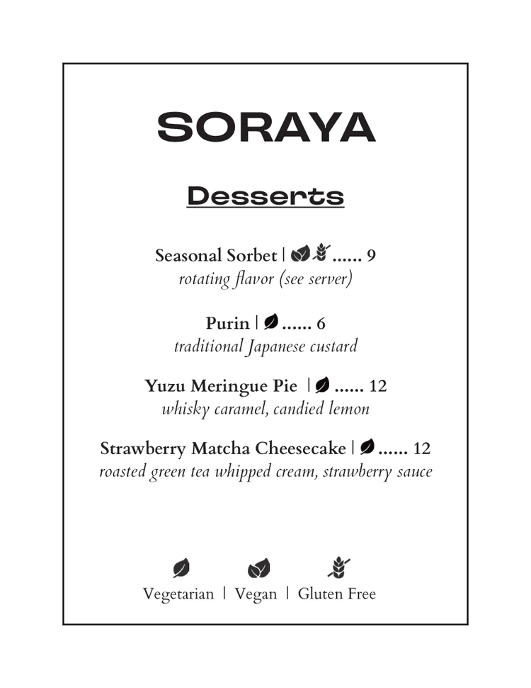 Menu — SORAYA