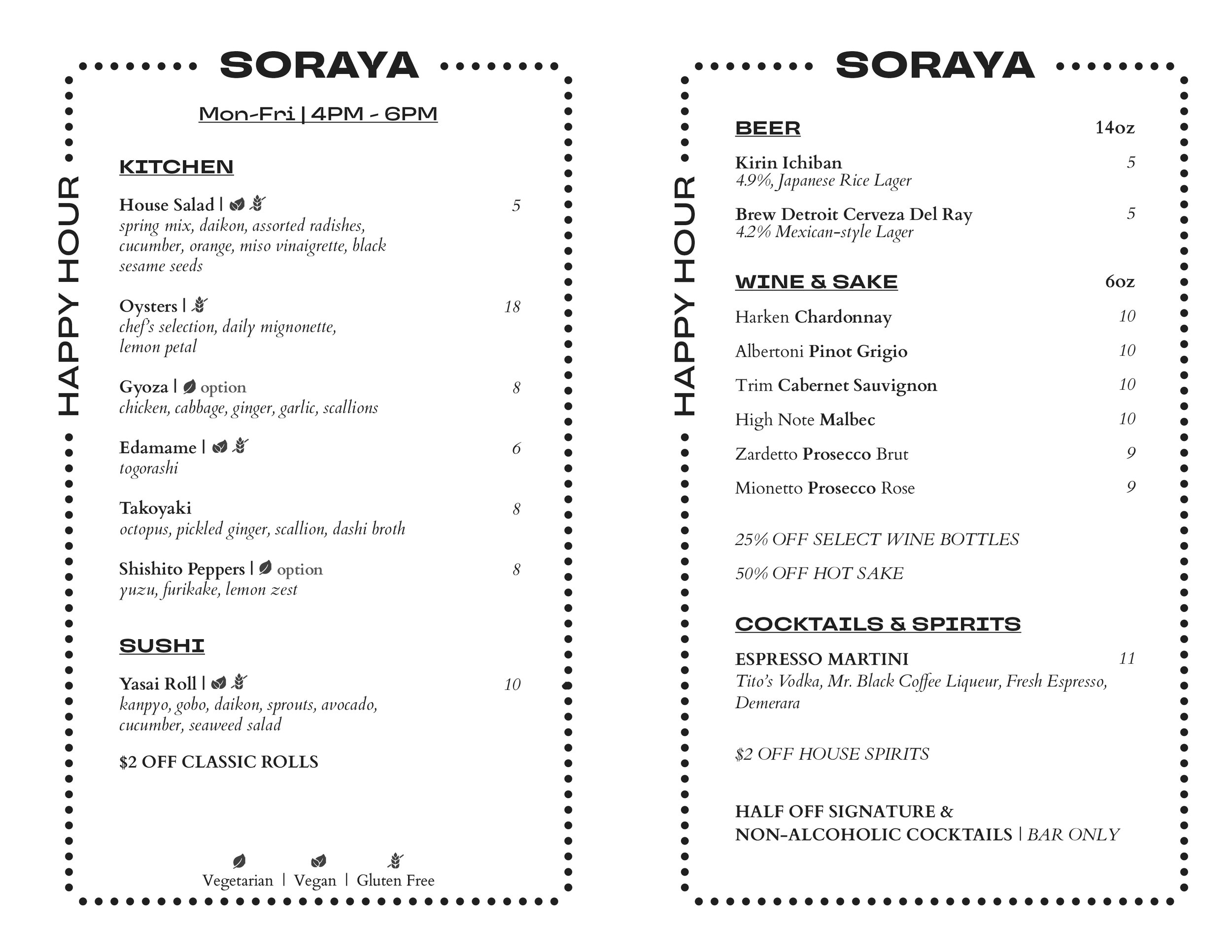 Menu — SORAYA
