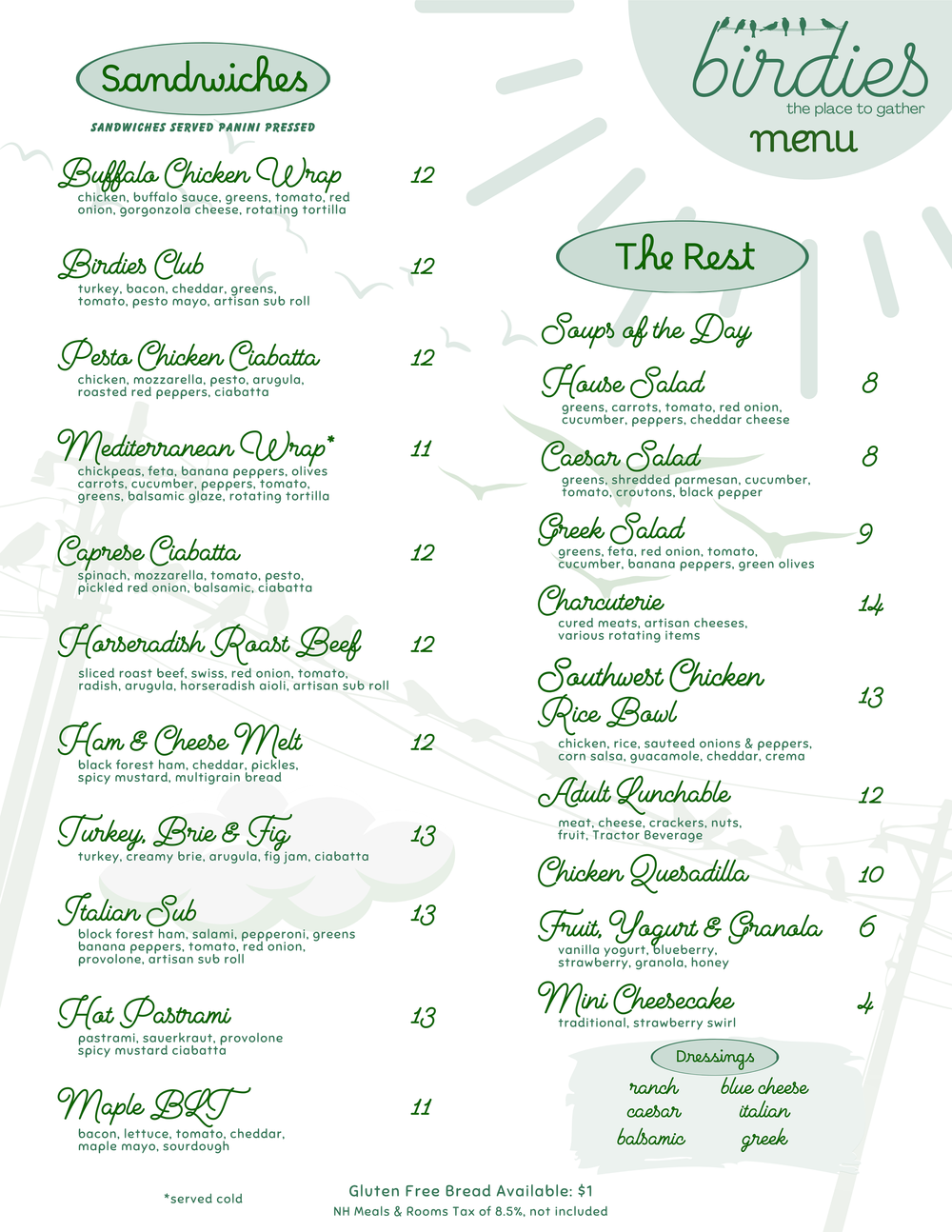 Menu — Birdies