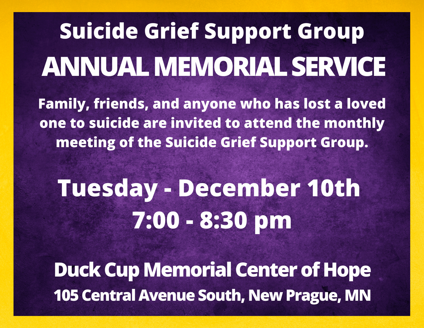 Duck Cup Memorial | Educating Communities, Ending Stigma