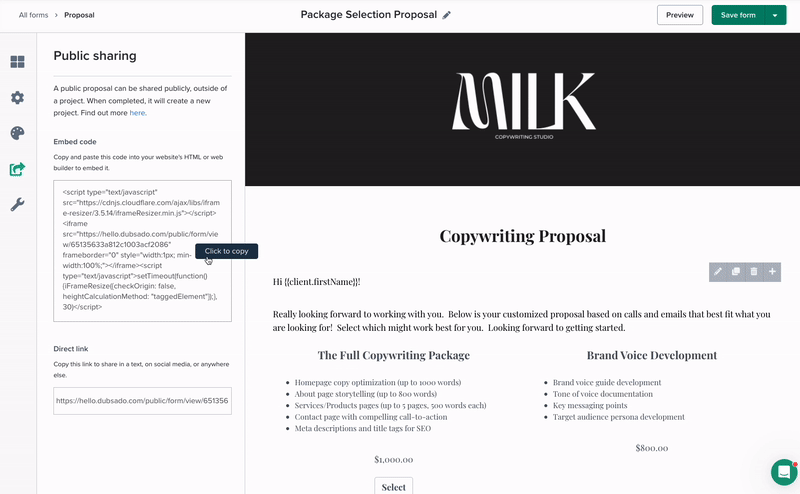 Create proposals — Dubsado Create proposals — Dubsado