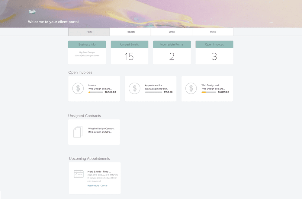 Access client portals — Dubsado