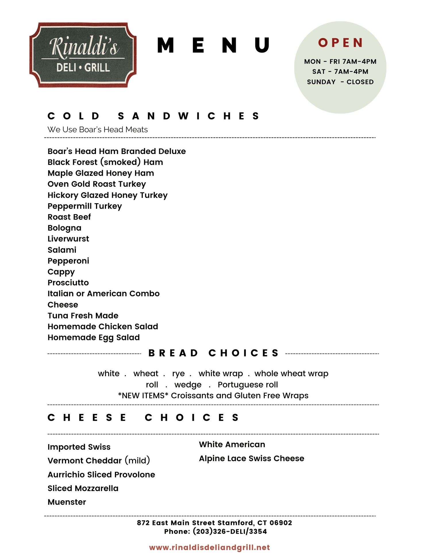 Menu 1 — Rinaldi's Deli and Grill