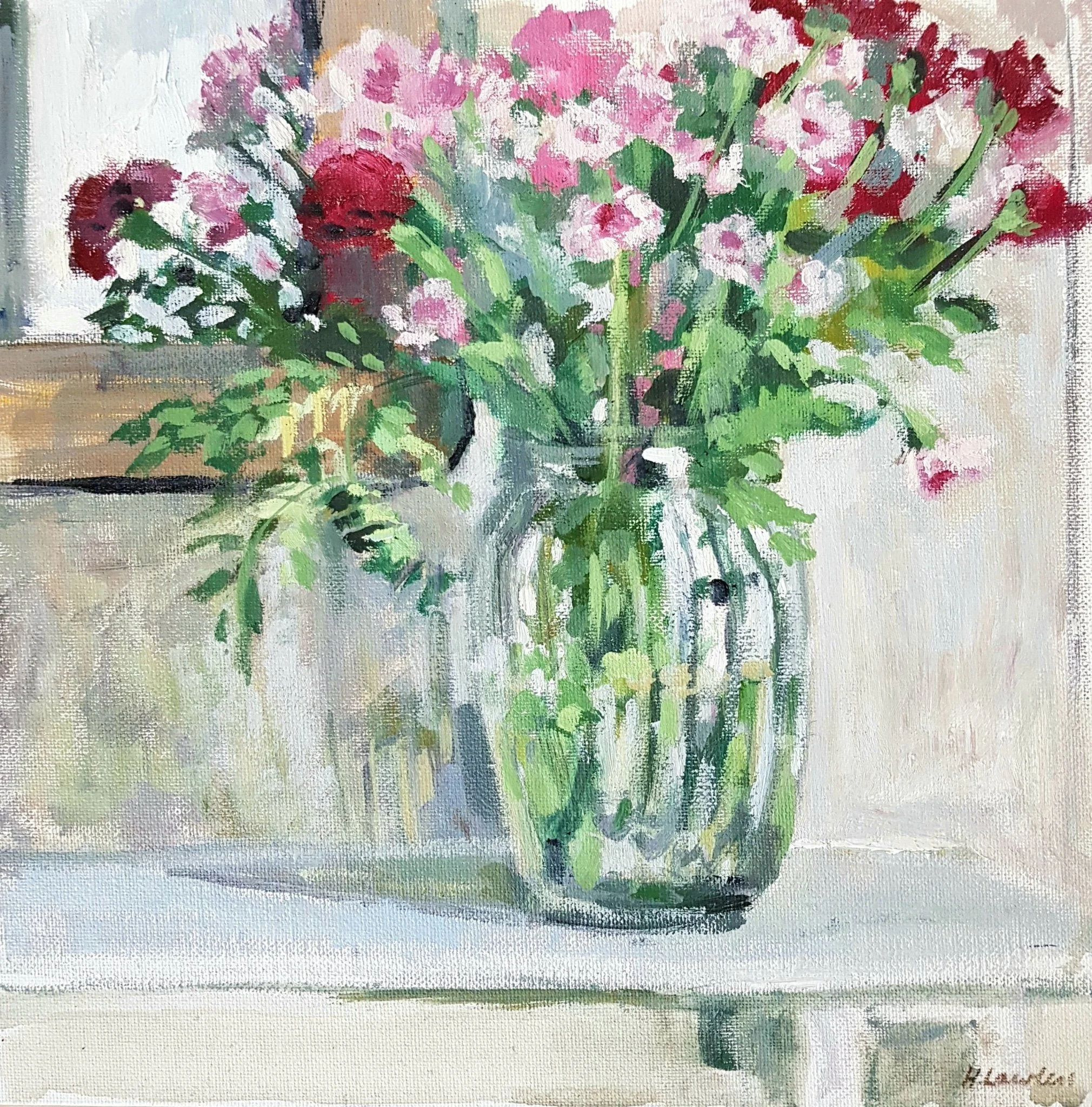 Pink Flowers | Harriet Lawless Artist | Original Oil Painting