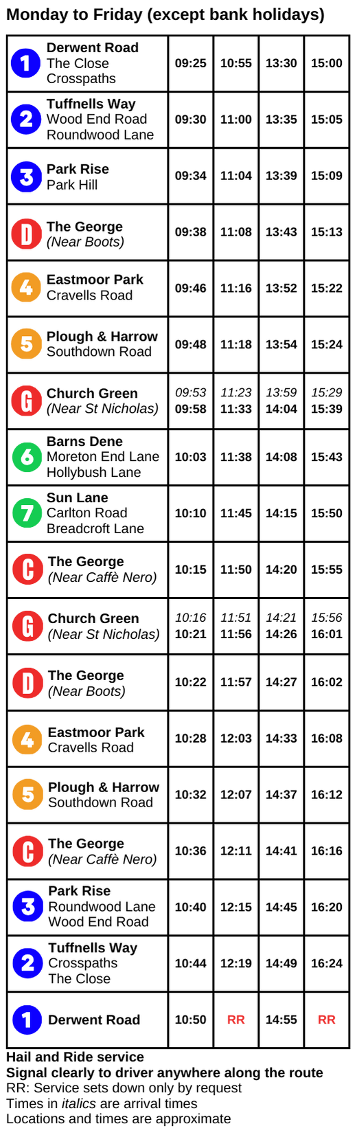 Route and Timetable — Harpenden Hopper