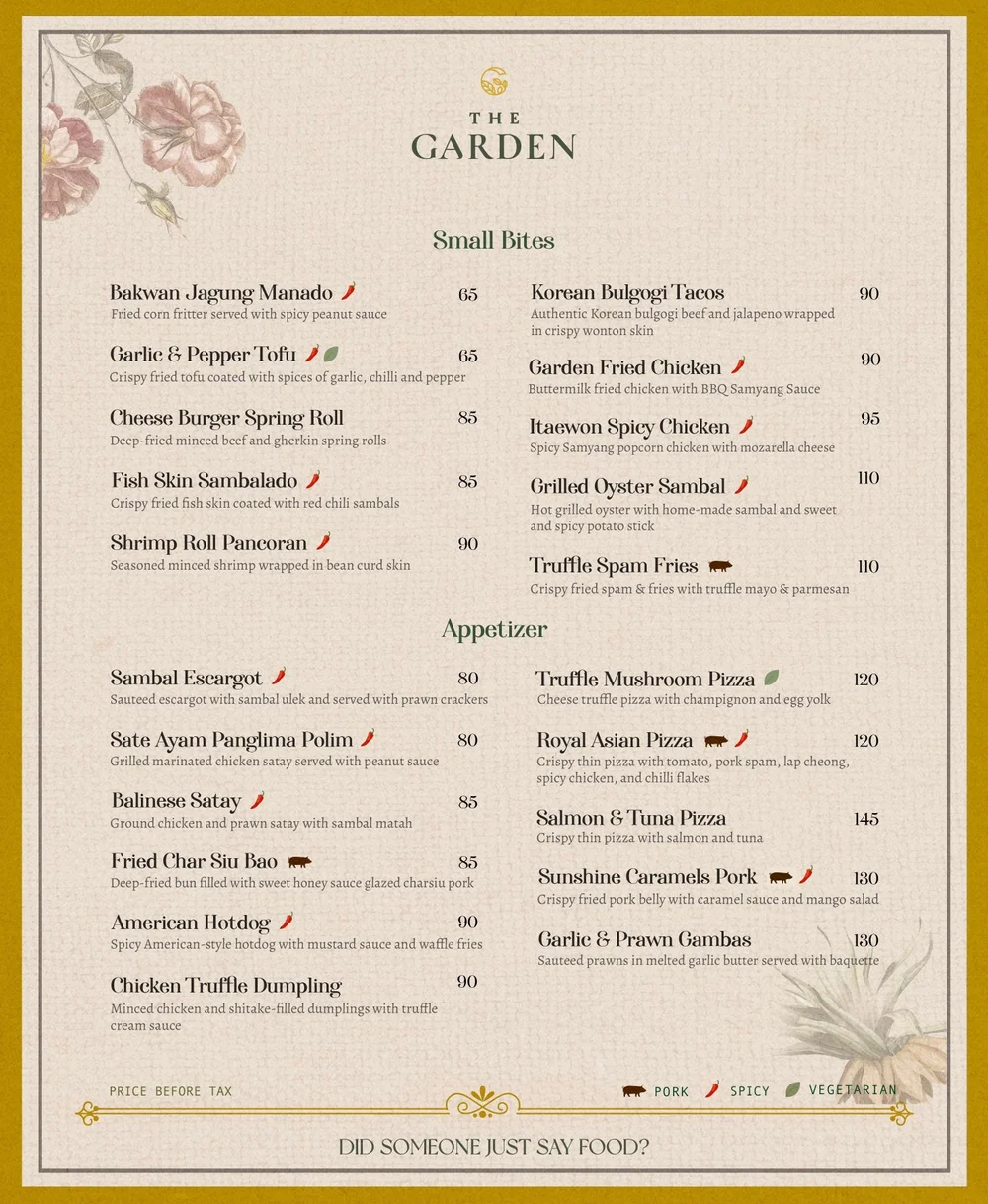 Menu — The Garden PIK