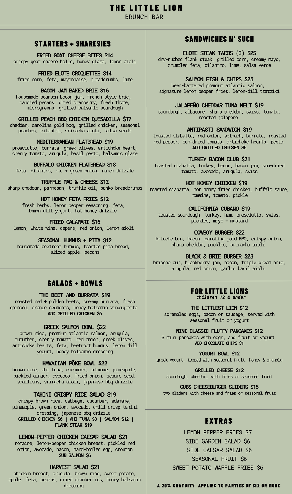 Menus — Little Lion Ventura