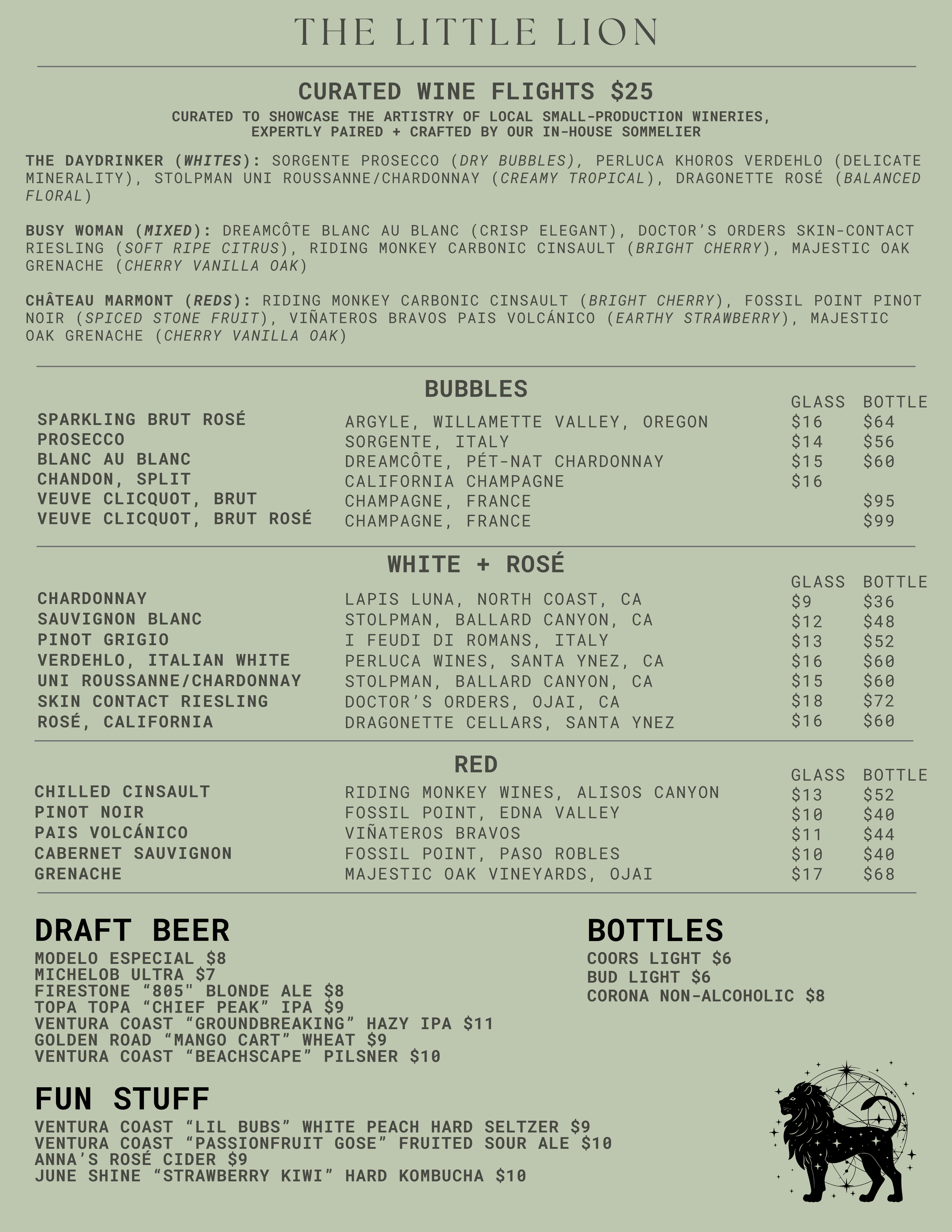 Menus — Little Lion Ventura