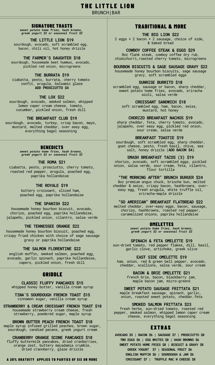 Menus — Little Lion Ventura