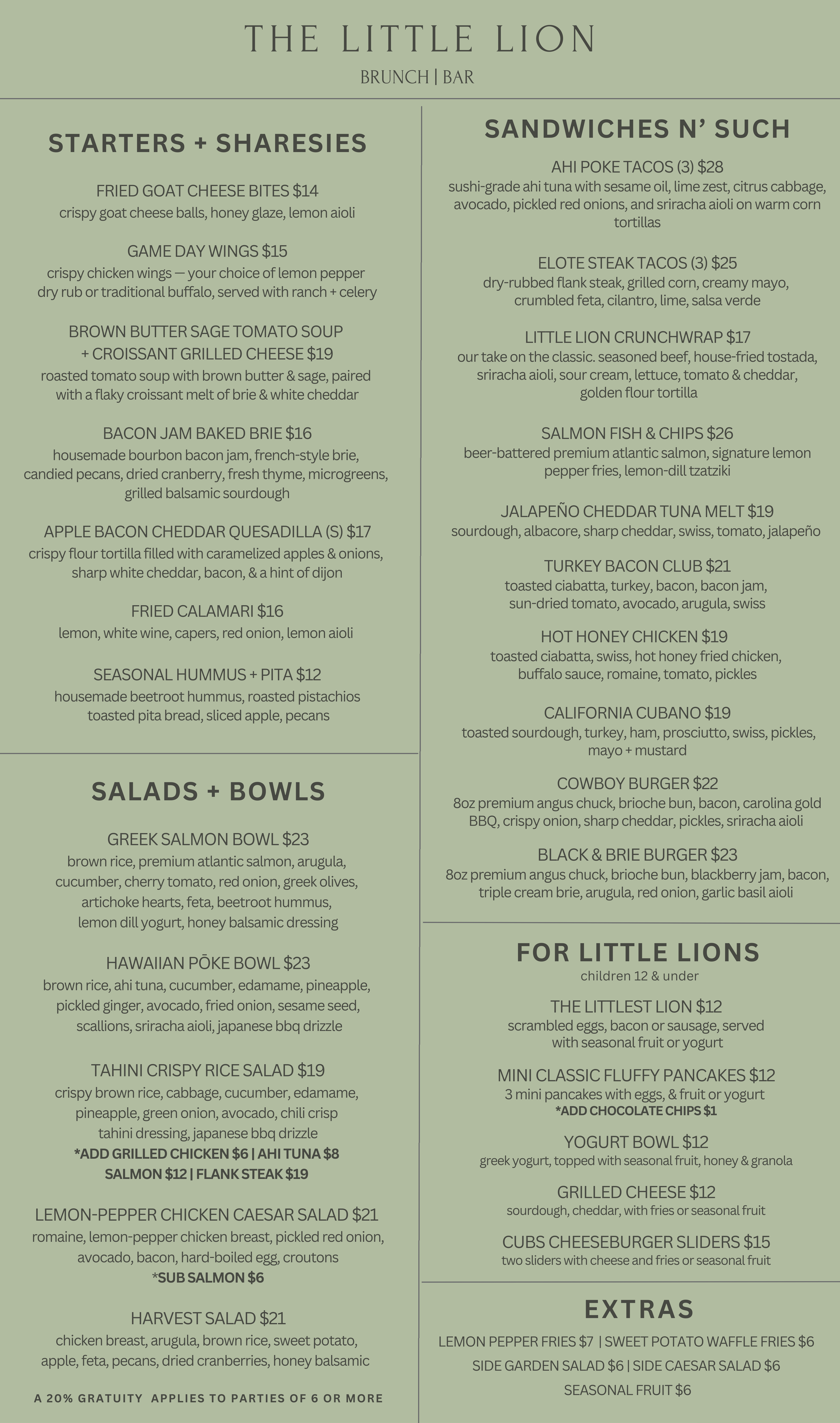 Menus — Little Lion Ventura