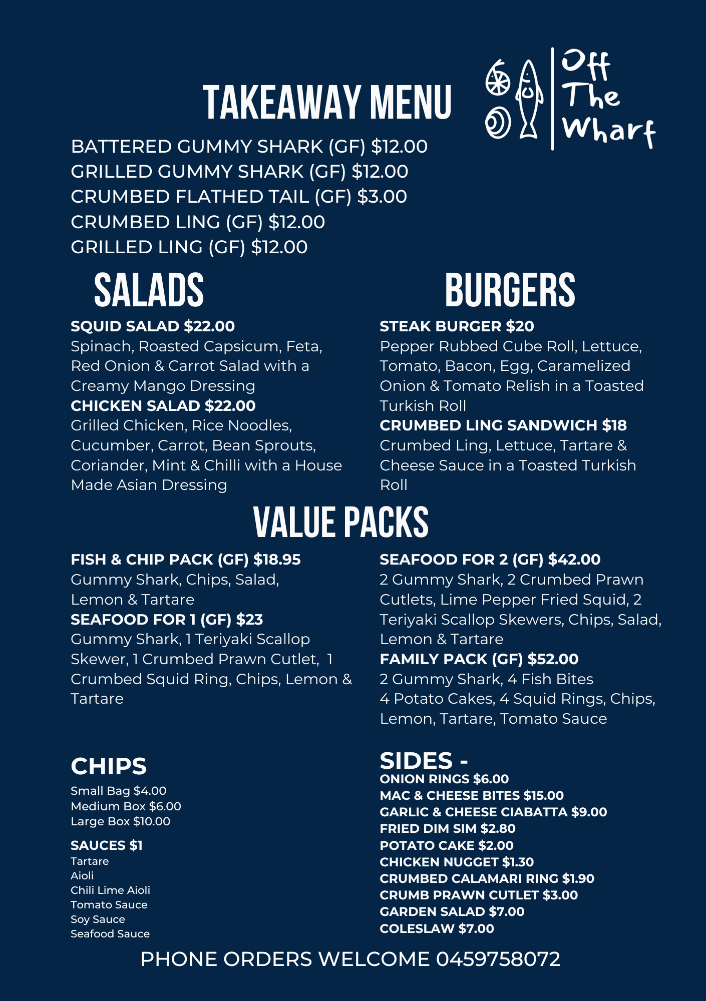 Menu — Off The Wharf