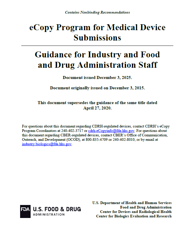 FDA Clarifies eCopy Requirements as eSTAR Becomes the New Standard for ...