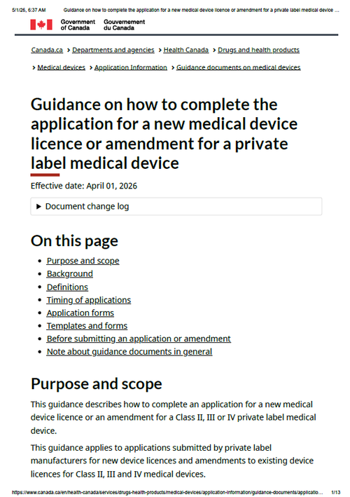 Health Canada Updates Guidance for Private Label Medical Device Licence ...
