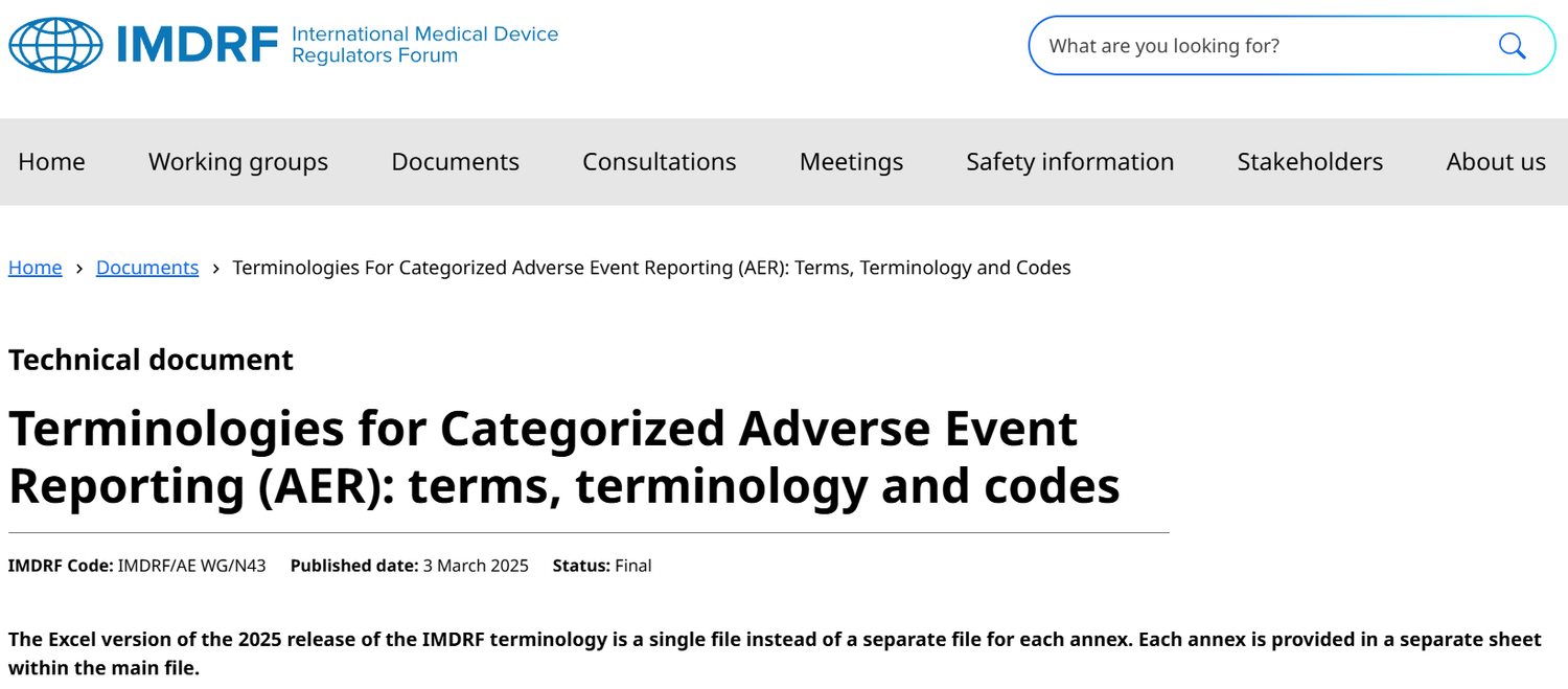 IMDRF Updates Terminology for Reporting Adverse Events in Medical ...