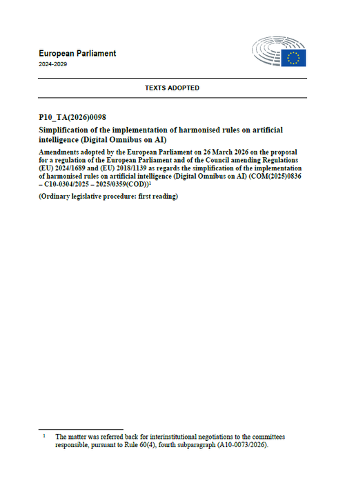 AI Act Simplification: EU Parliament Adopts Key Amendments — Smart MDR