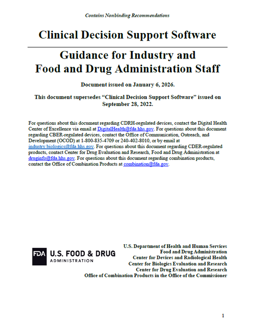 FDA Clarifies Oversight of Clinical Decision Support (CDS) Software ...