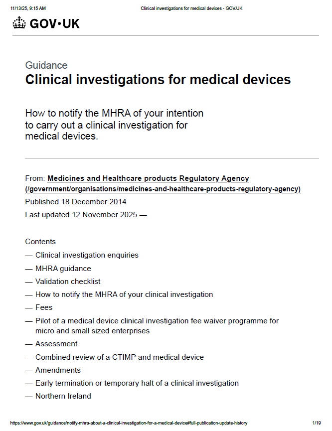 MHRA Updates Clinical Investigation Requirements for Medical Device ...