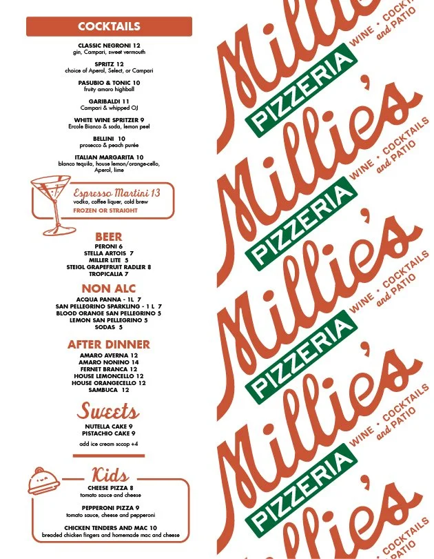 Menu 1 — Millies Italian Pizzeria
