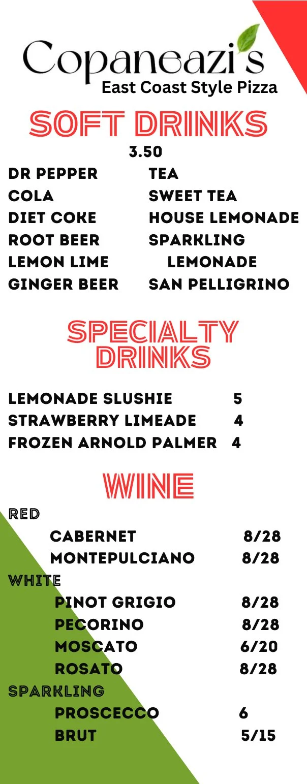 South Menu — Copaneazi’s Pizzaria
