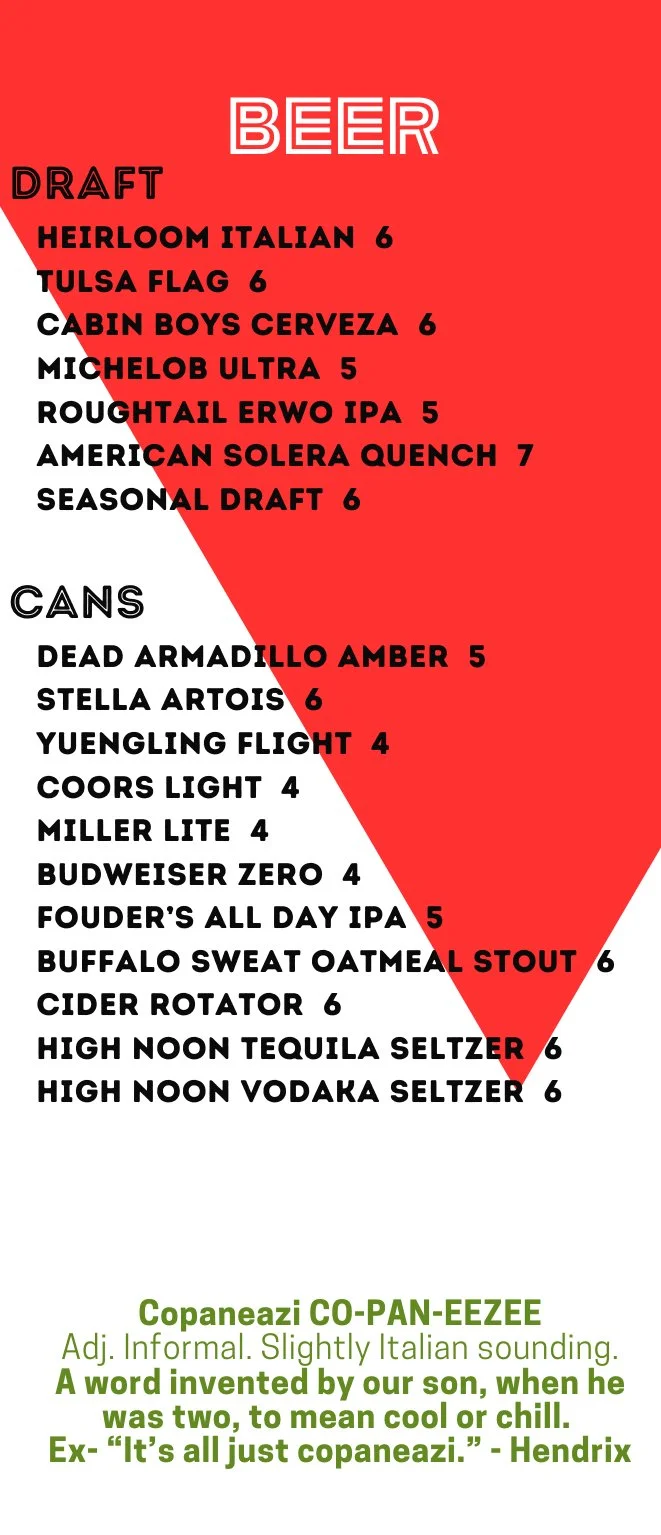 South Menu — Copaneazi’s Pizzaria