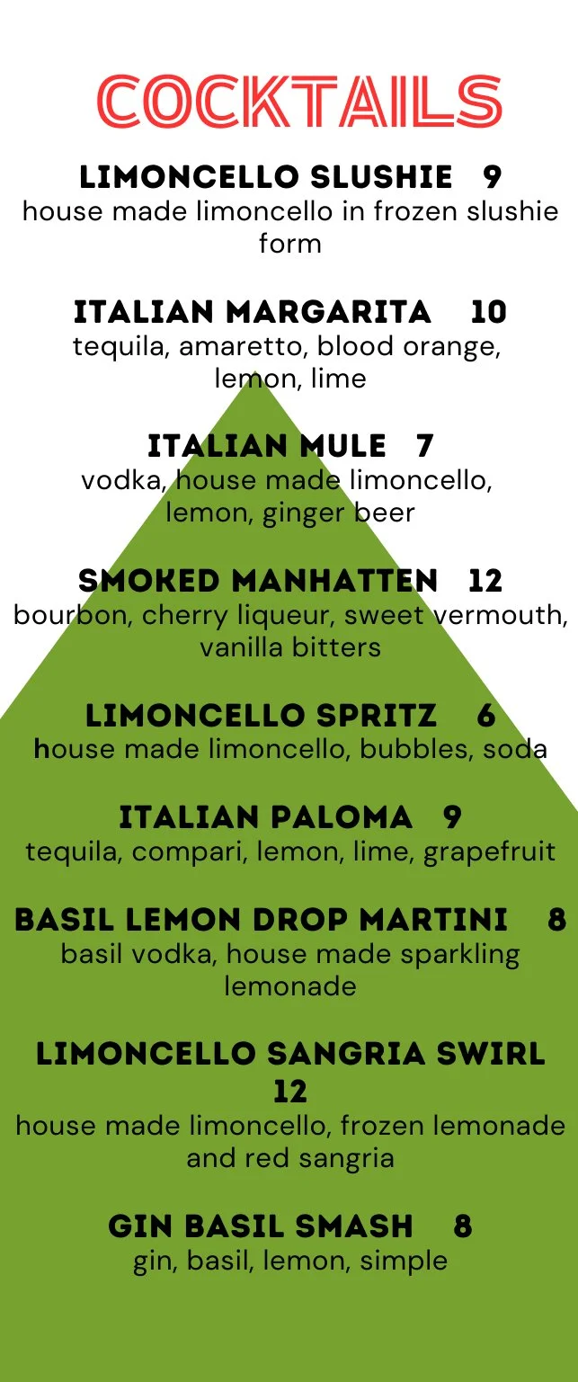 South Menu — Copaneazi’s Pizzaria