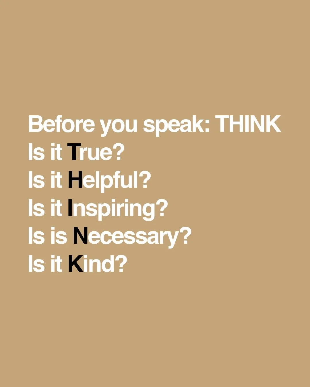 Before You Speak – Always Remember to T.H.I.N.K! 🧠 — TDT Counseling ...