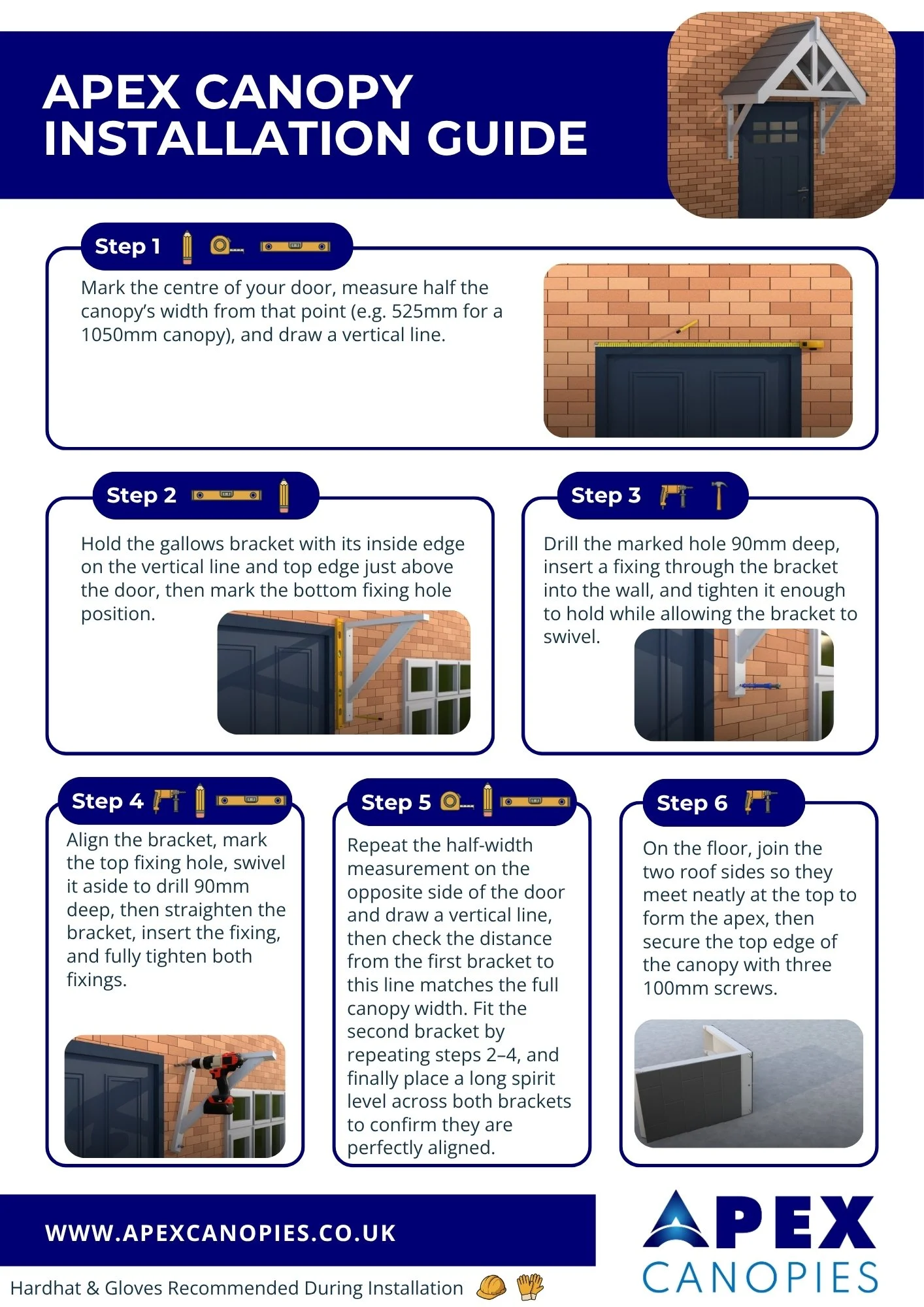 Door Canopy Installation Guides | Enhance Your Entrance — Apex Canopies ...