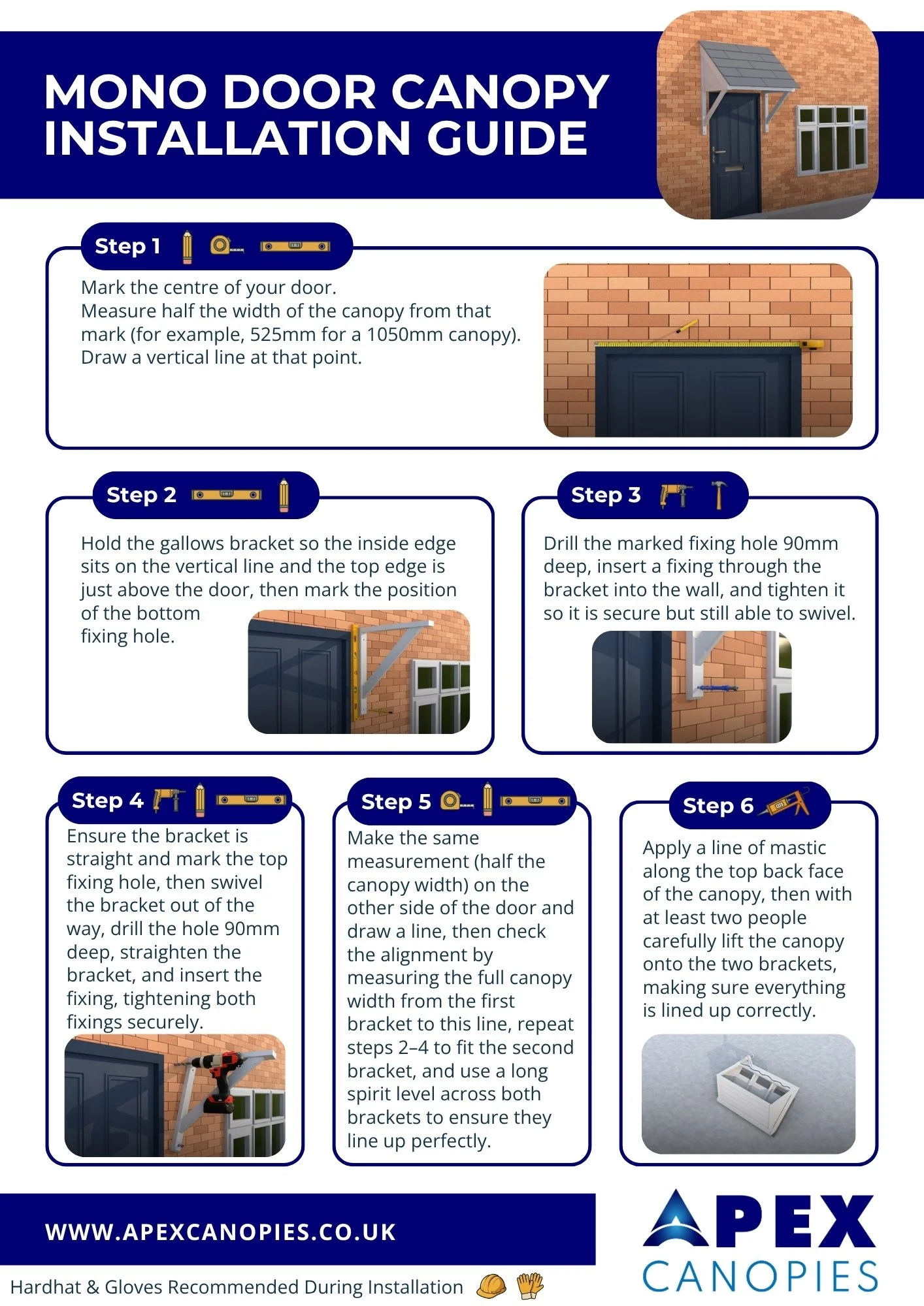 Door Canopy Installation Guides | Enhance Your Entrance — Apex Canopies ...