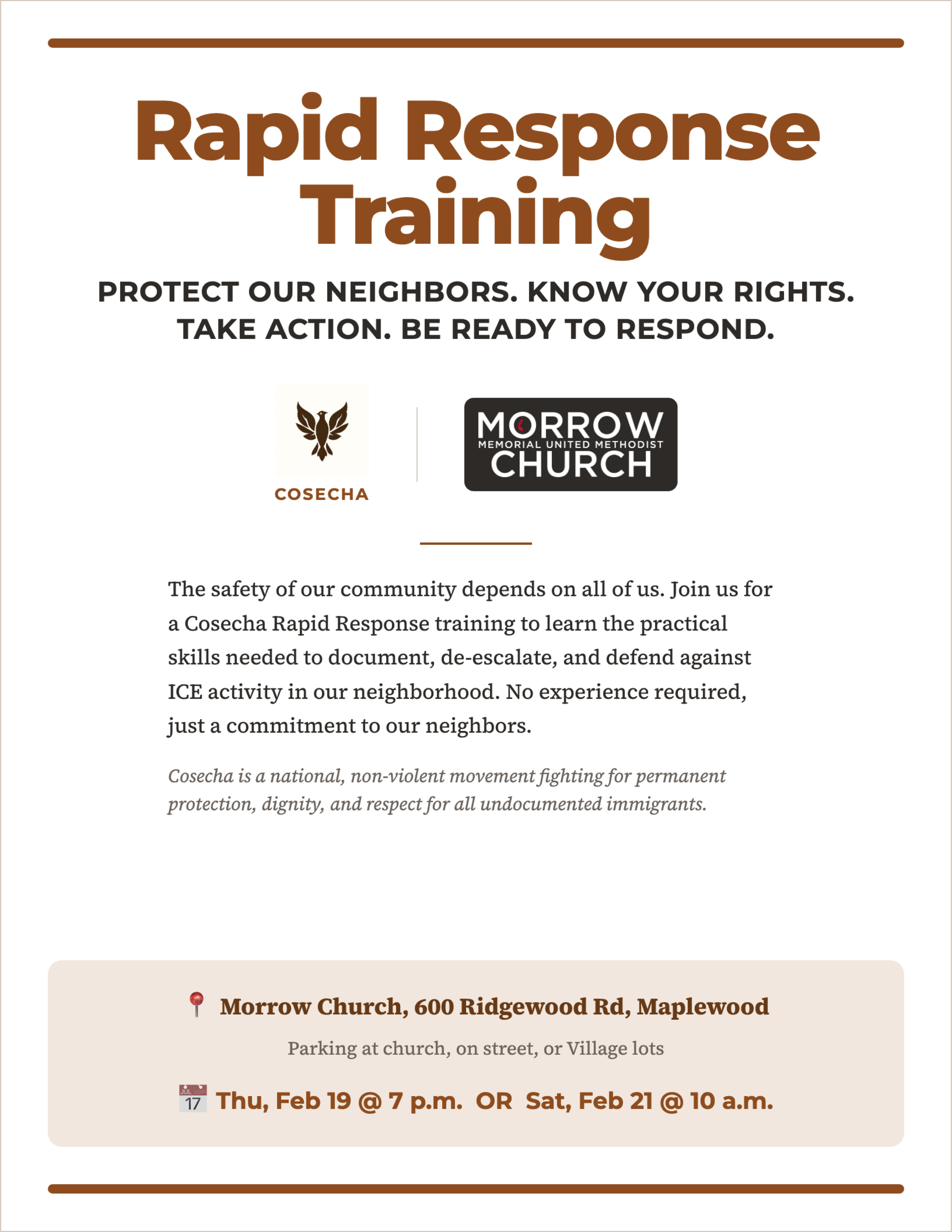 ICE Rapid Response Training (Option 2) — Morrow Memorial United ...