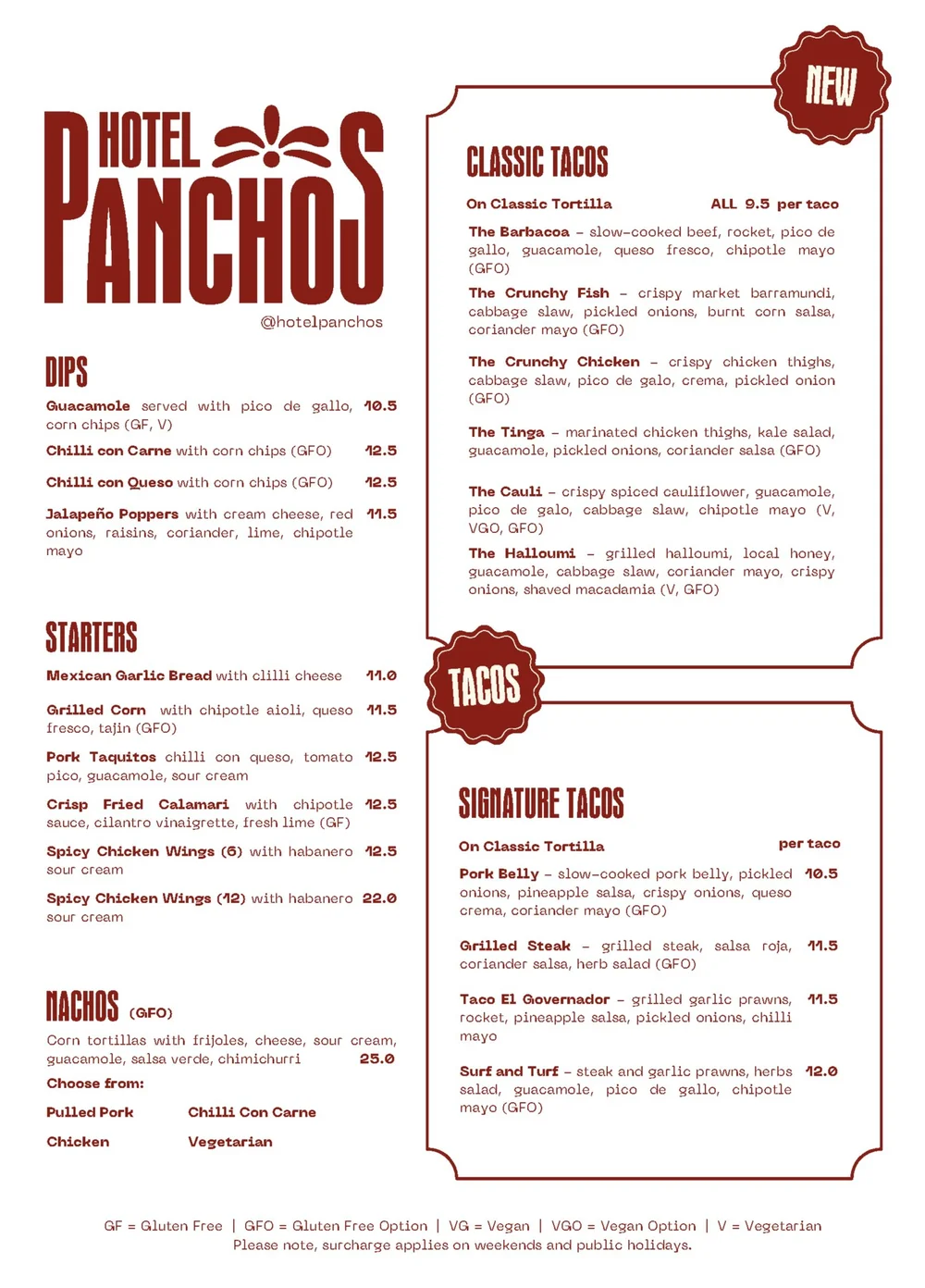 Menu — Hotel Panchos