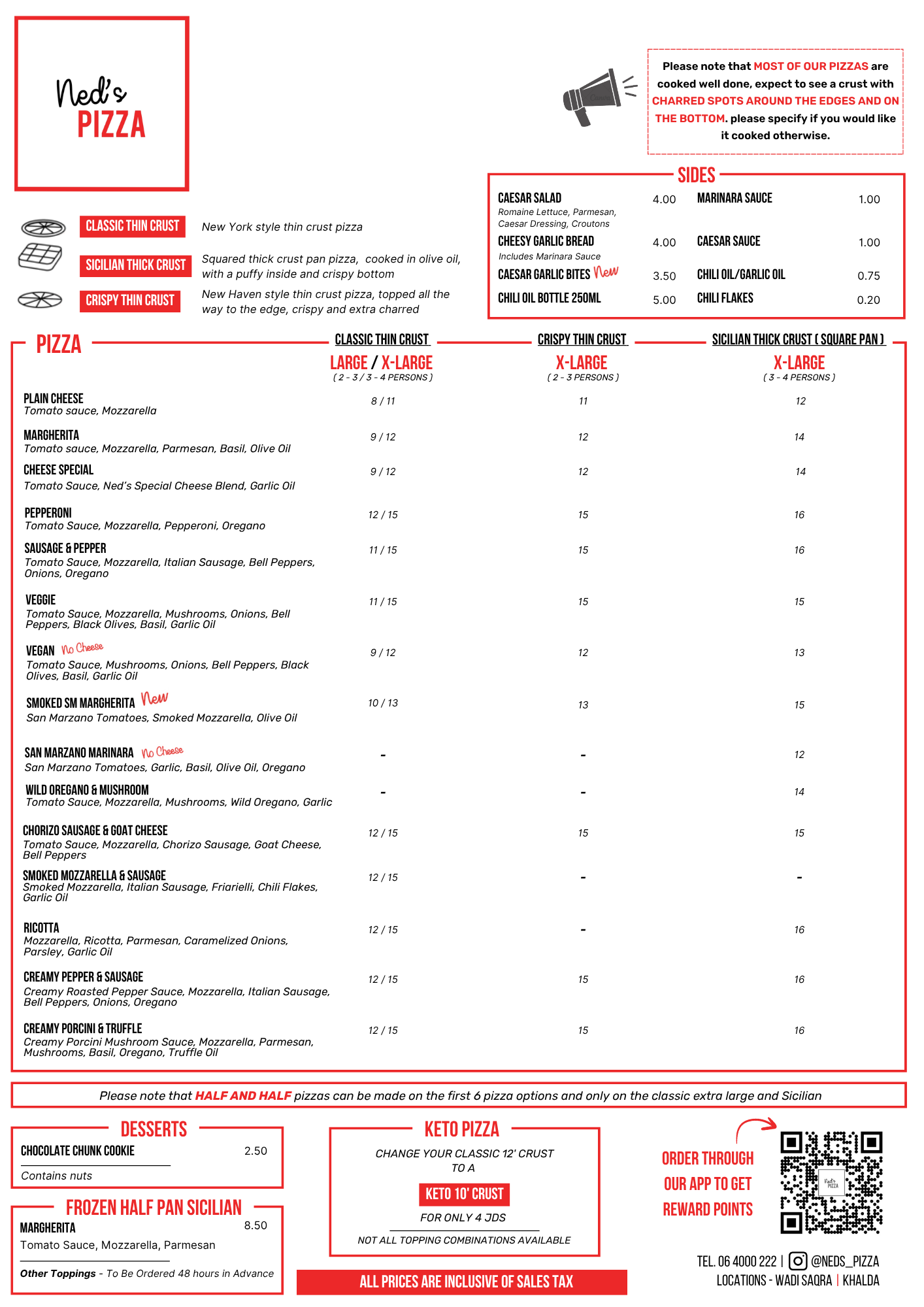 Menu 1 — Ned's Pizza