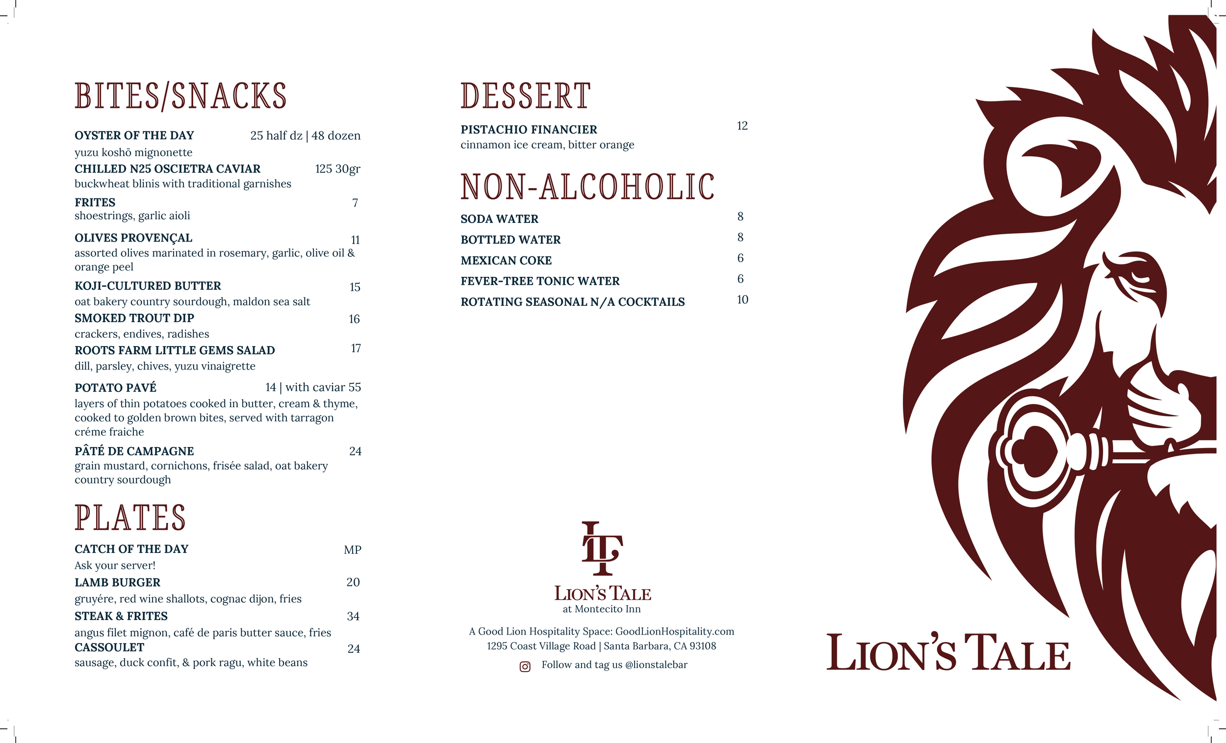 MENU — THE LION'S TALE