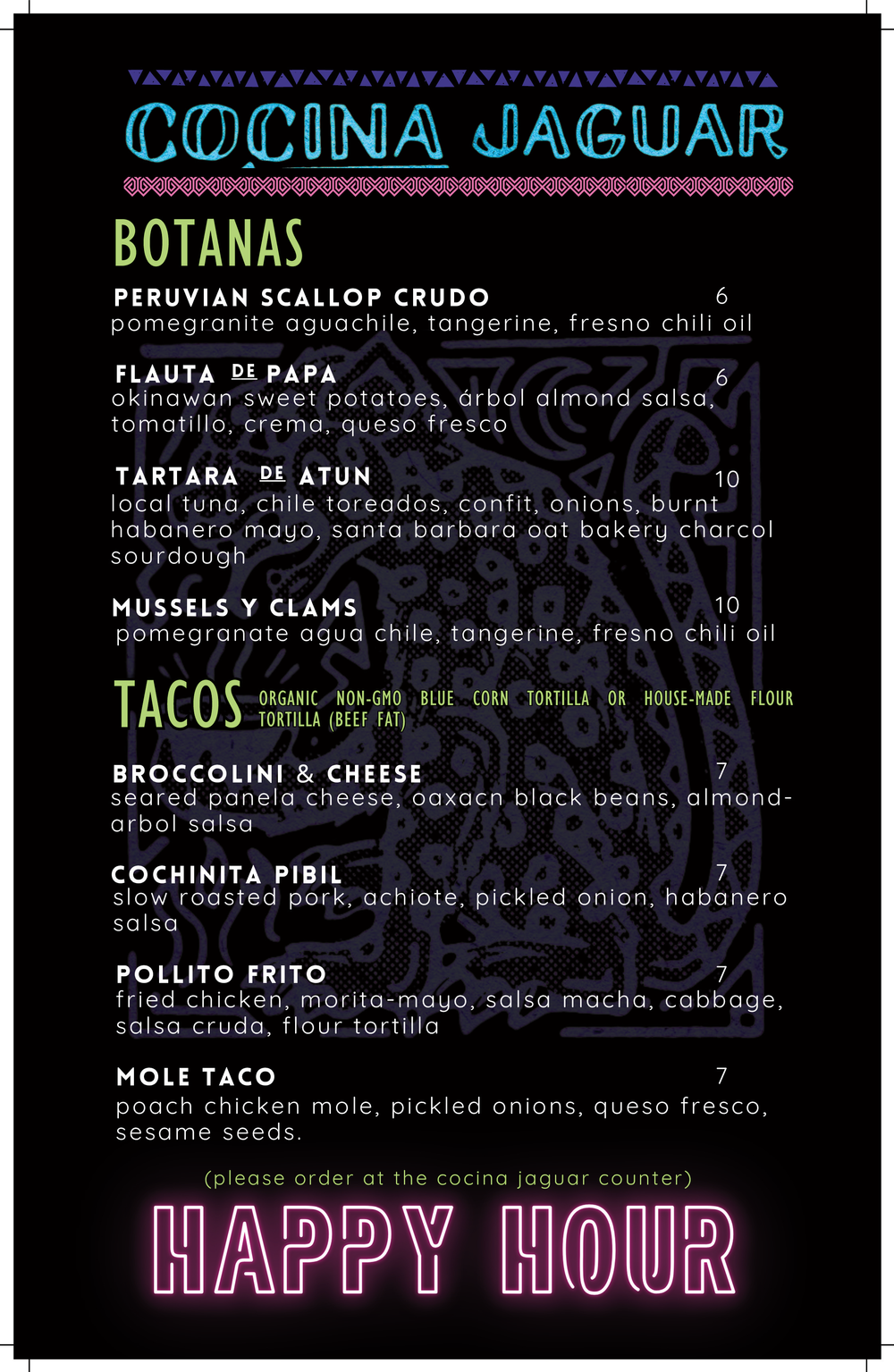MENU — JAGUAR MOON