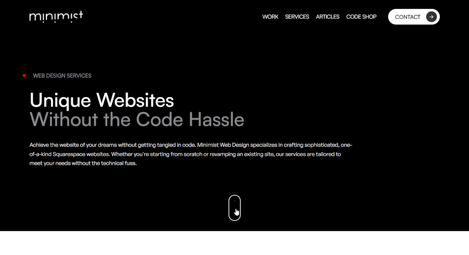 Add a Scroll Down Indicator to Your Squarespace Website — Minimist Web ...
