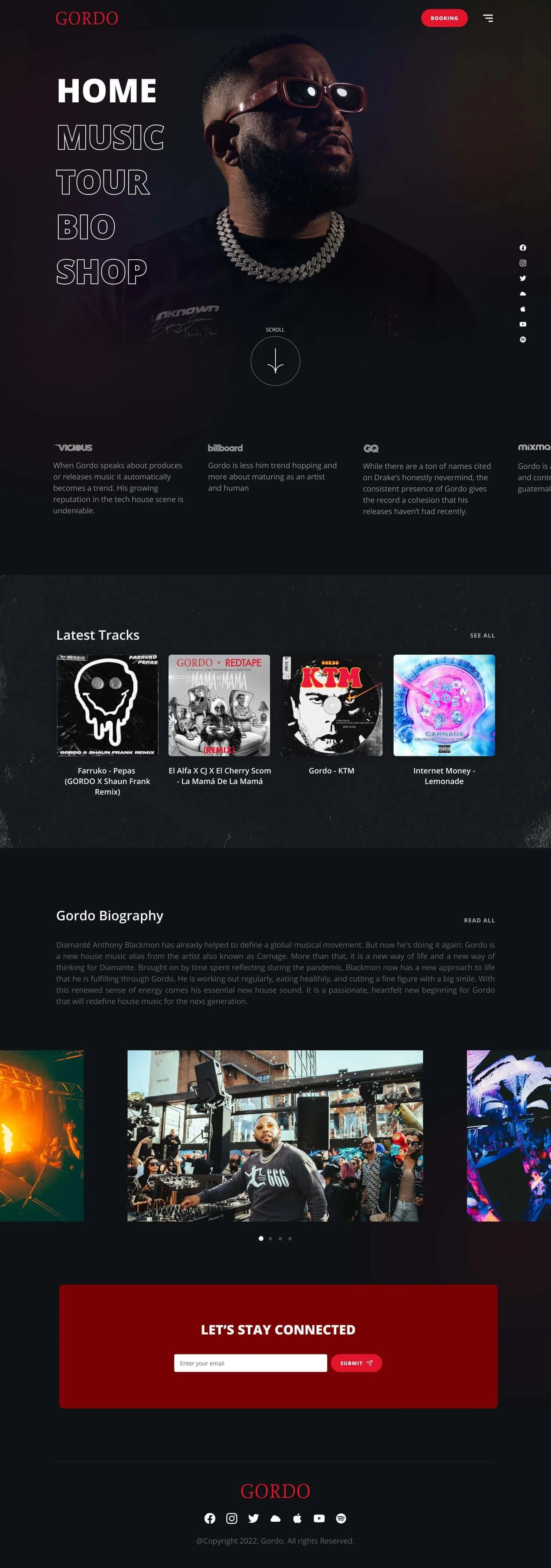 Gordo — Music Website Design — Minimist Web Design