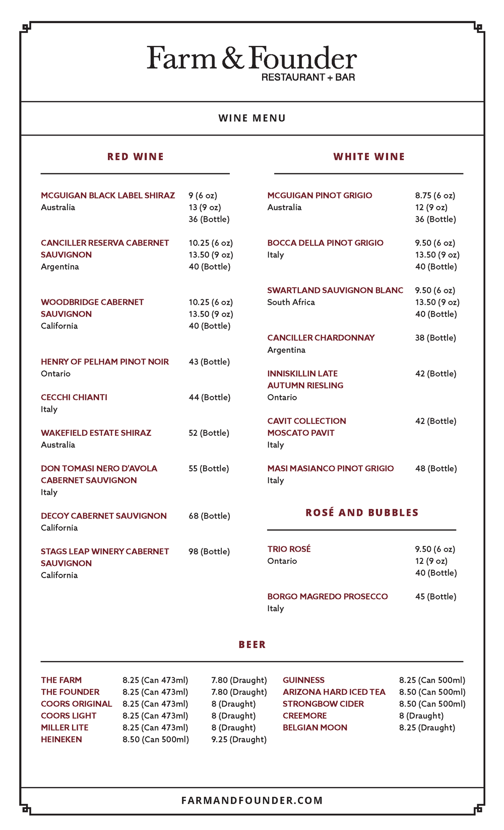 Drink — Farm & Founder Restaurant + Bar