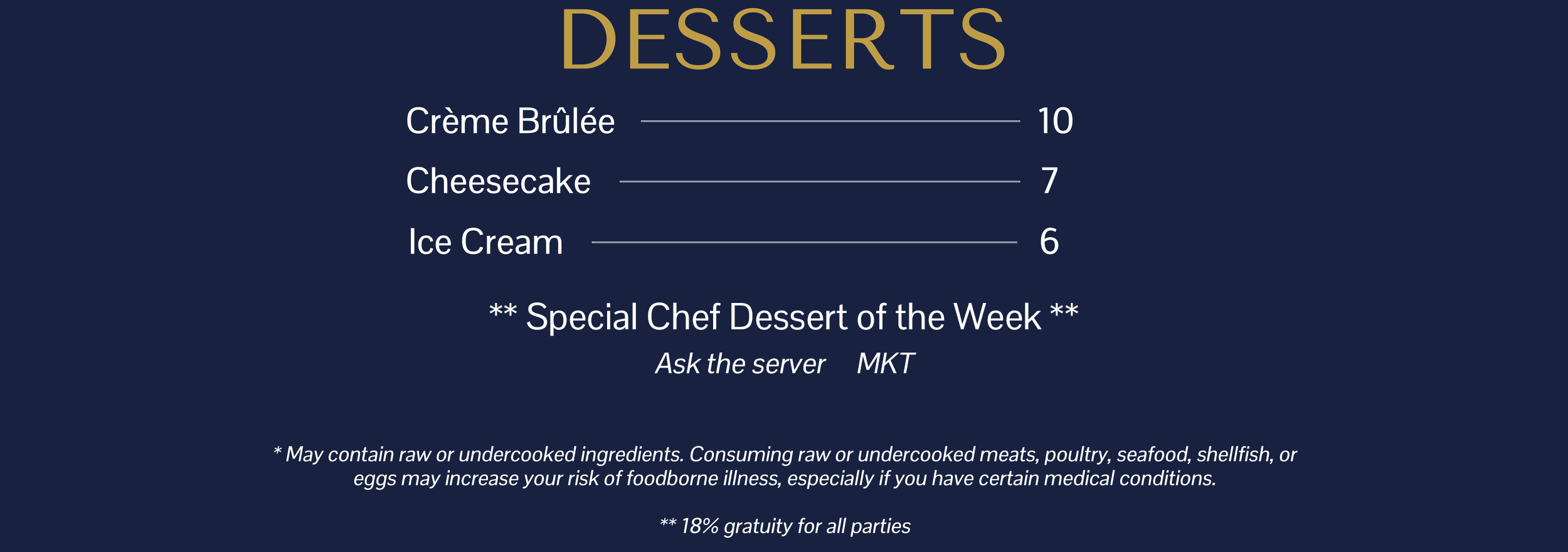 MENU — Serenity Jax Beach