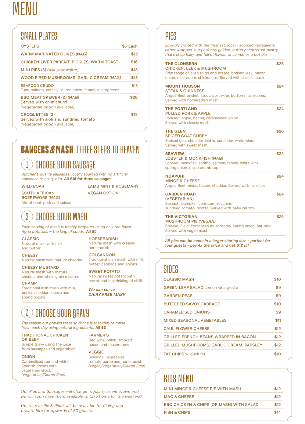 Menu — Pie + Pinot