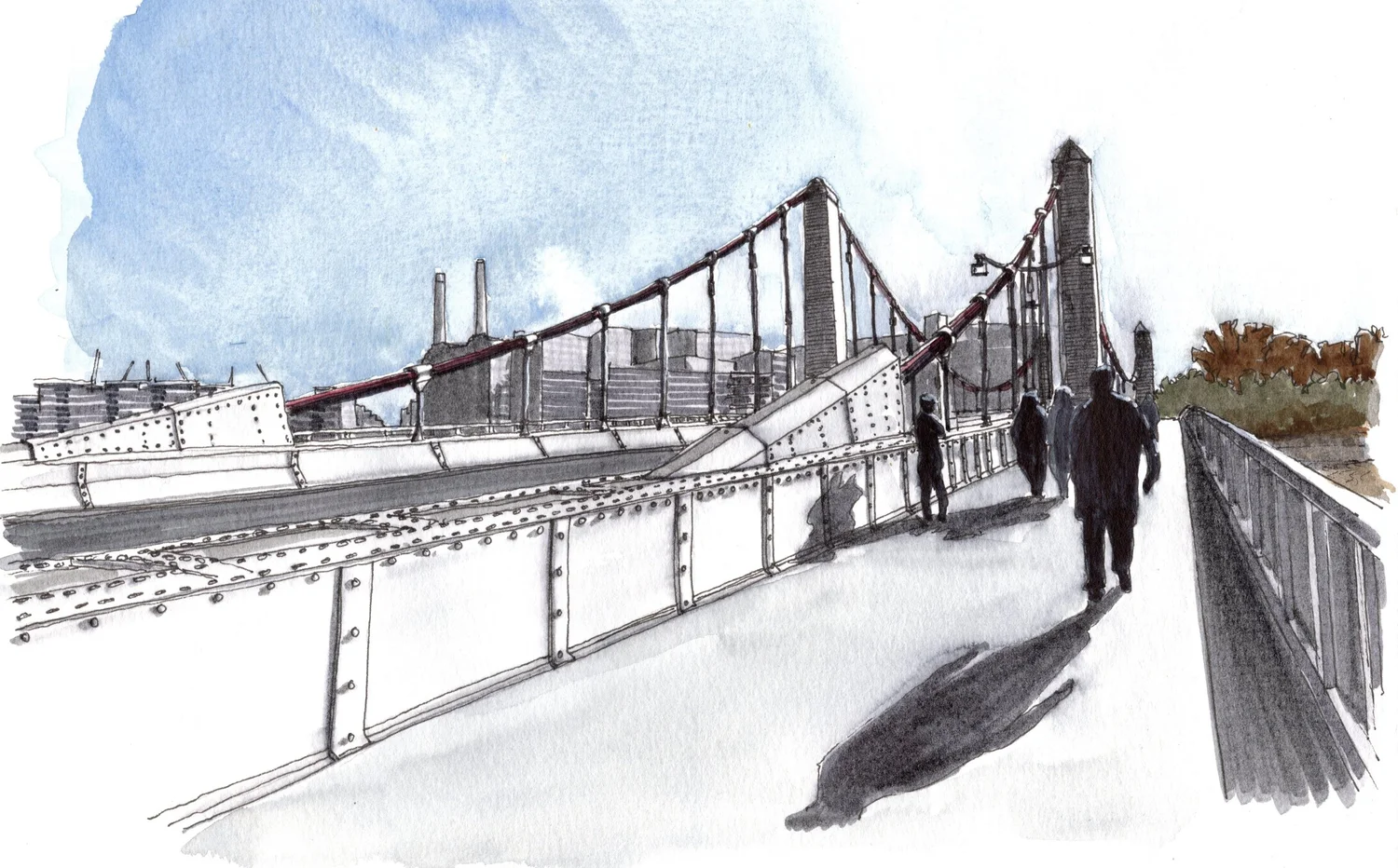 Chelsea Bridge — Thames Path Sketch Journal Walks