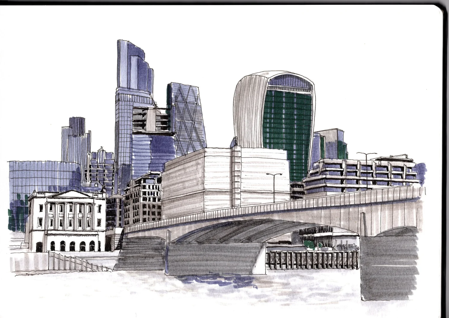 London Bridge — Thames Path Sketch Journal Walks