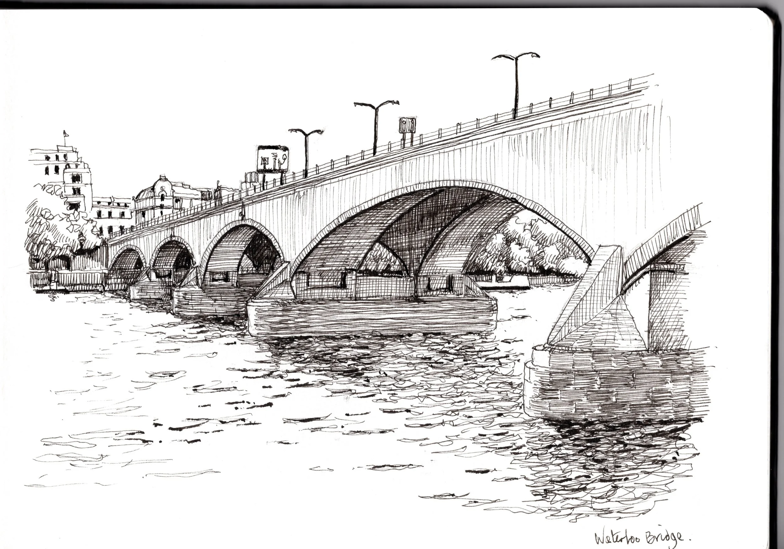 Waterloo Bridge — Thames Path Sketch Journal Walks